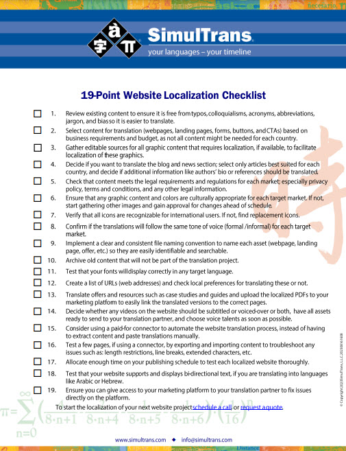 Website Localization Checklist Website Localization Checklist
